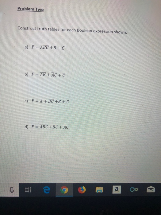 Solved Problem One Construct logic circuits for each of the | Chegg.com
