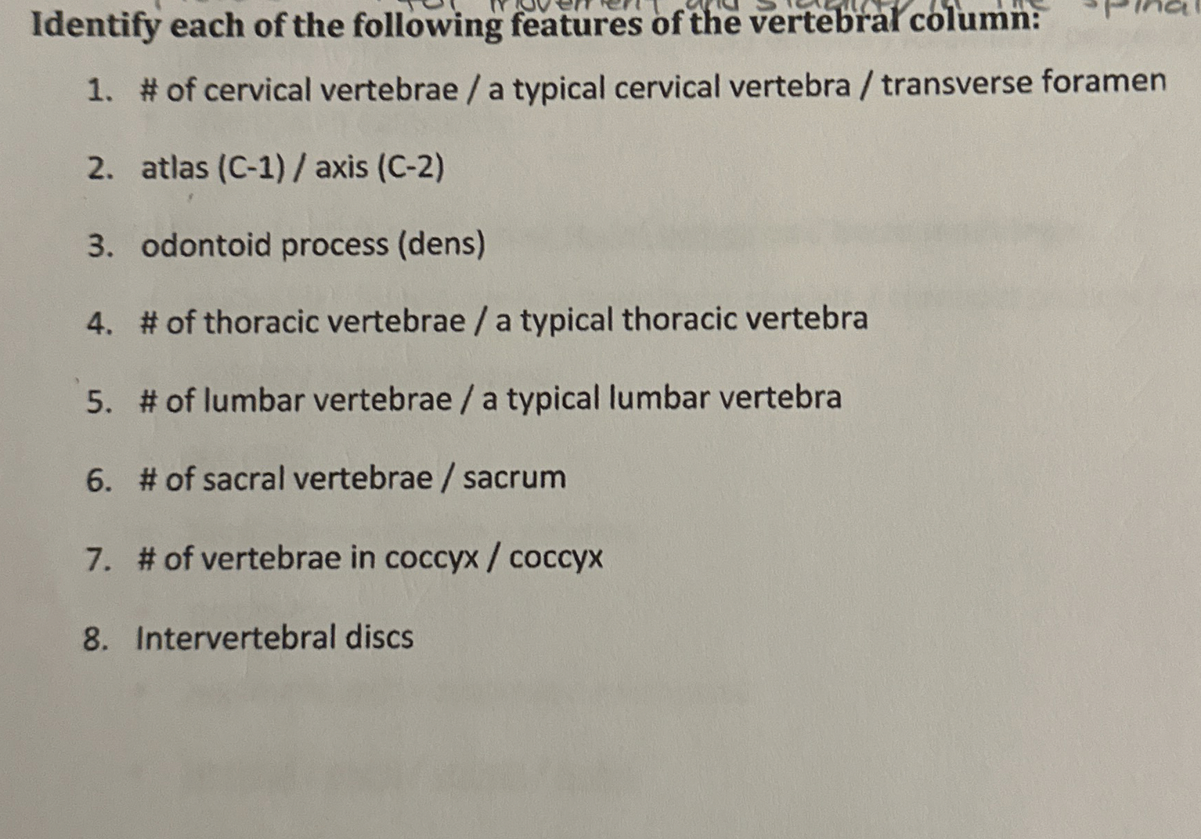 Solved Identify each of the following features of the | Chegg.com