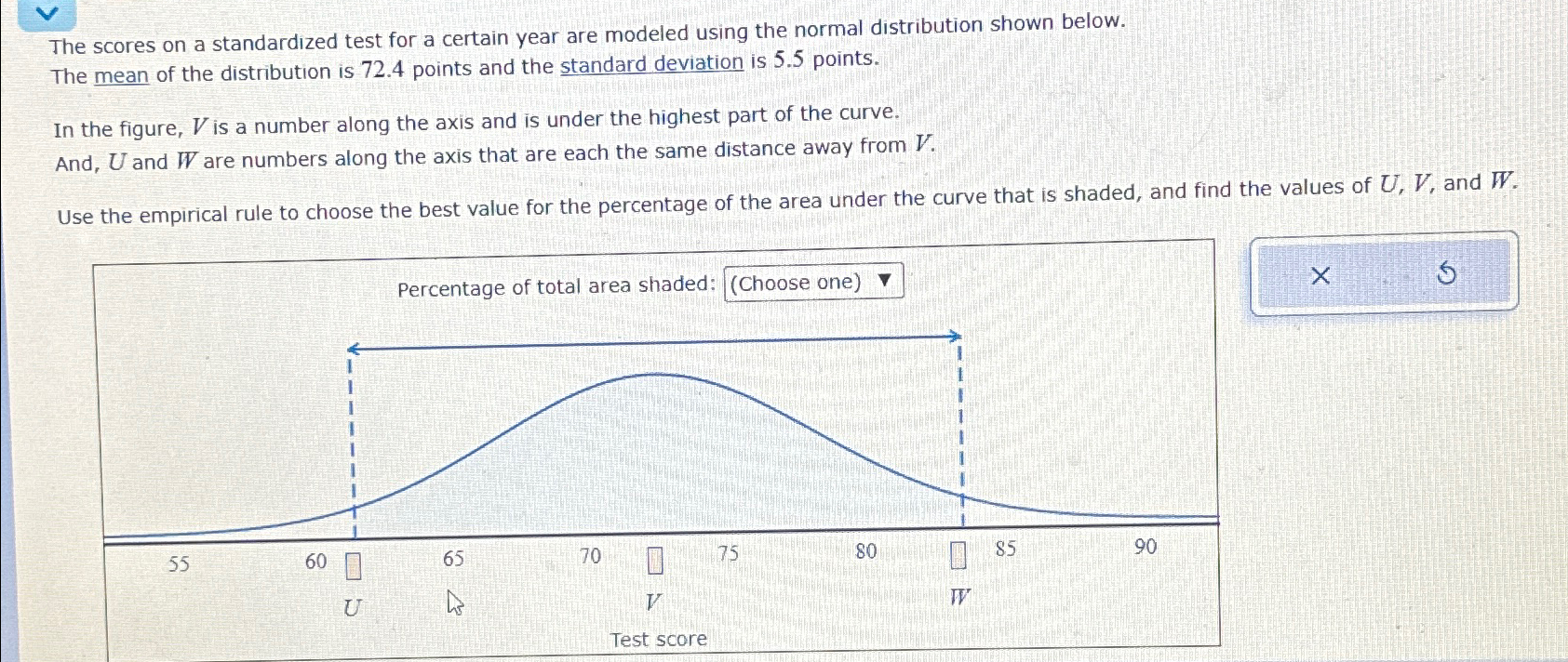 The scores on a standardized test for a certain year | Chegg.com