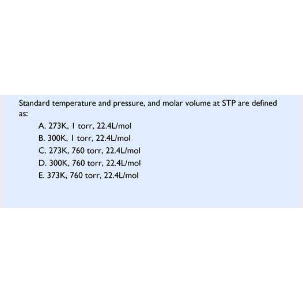 Solved Standard temperature and pressure, and molar volume | Chegg.com
