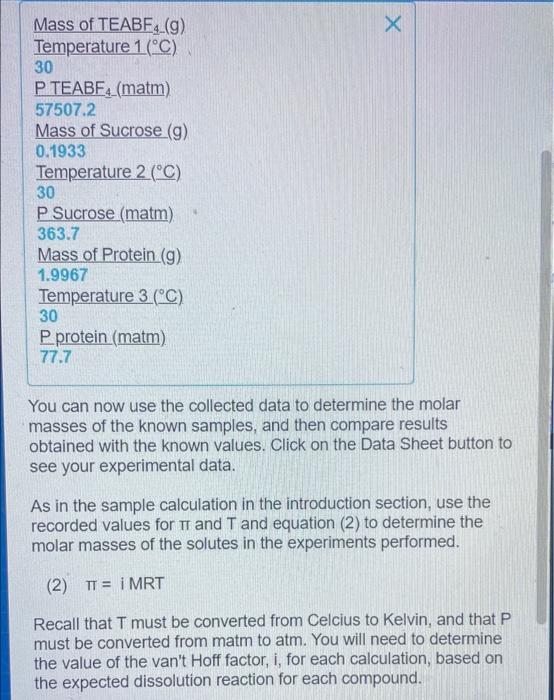 Solved Х Mass of TEABF4 (9) Temperature 1 (°C) 30 P TEABF4 | Chegg.com ...