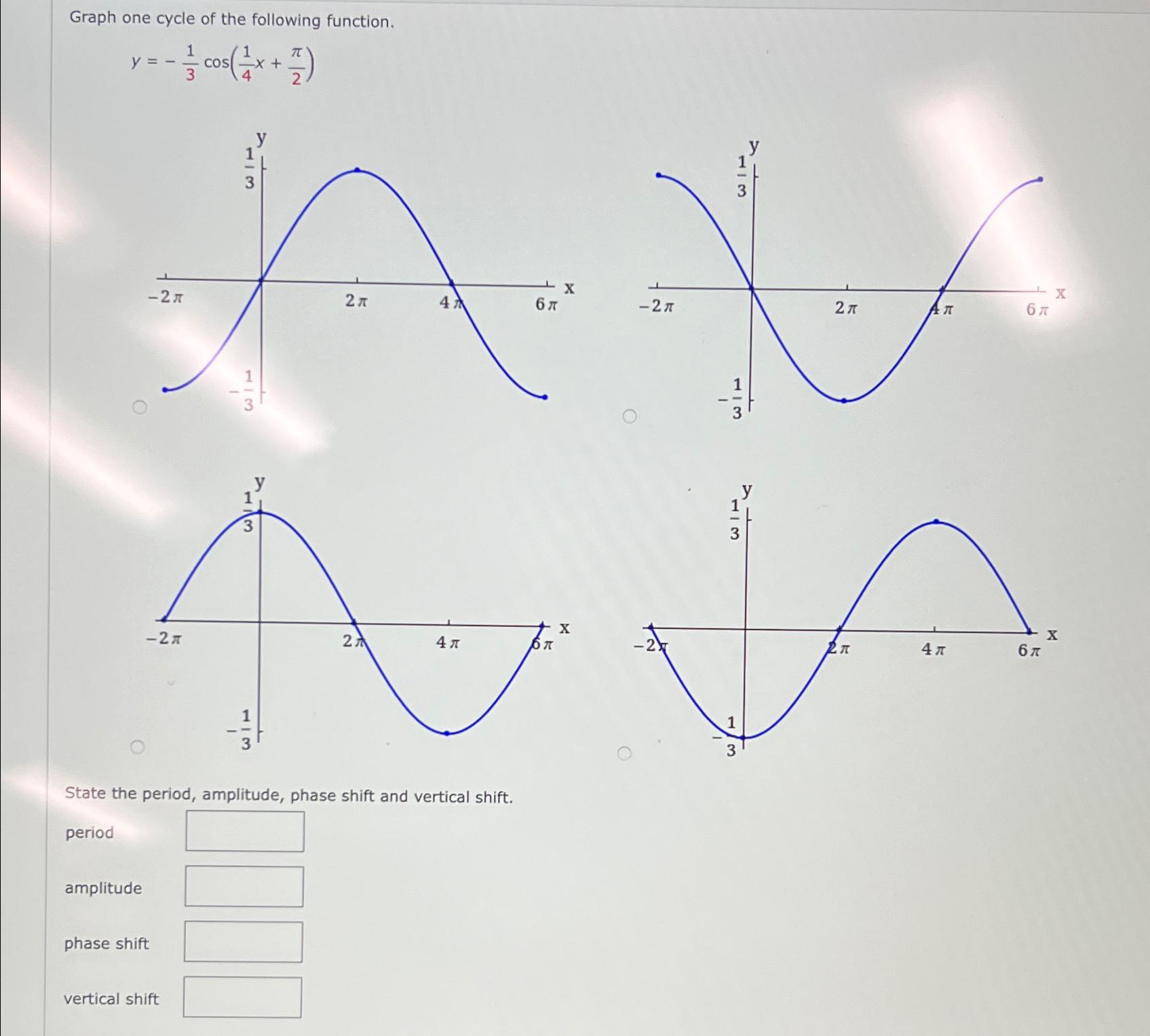 Solved Graph one cycle of the following | Chegg.com