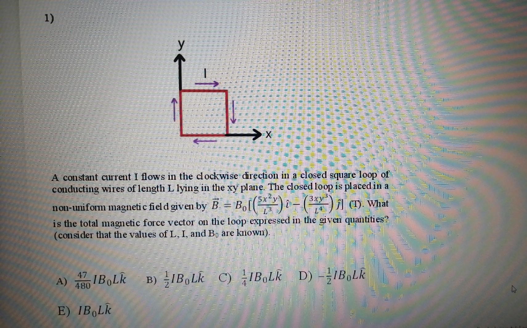 Solved 1) у Ú A constant current I flows in the clockwise | Chegg.com