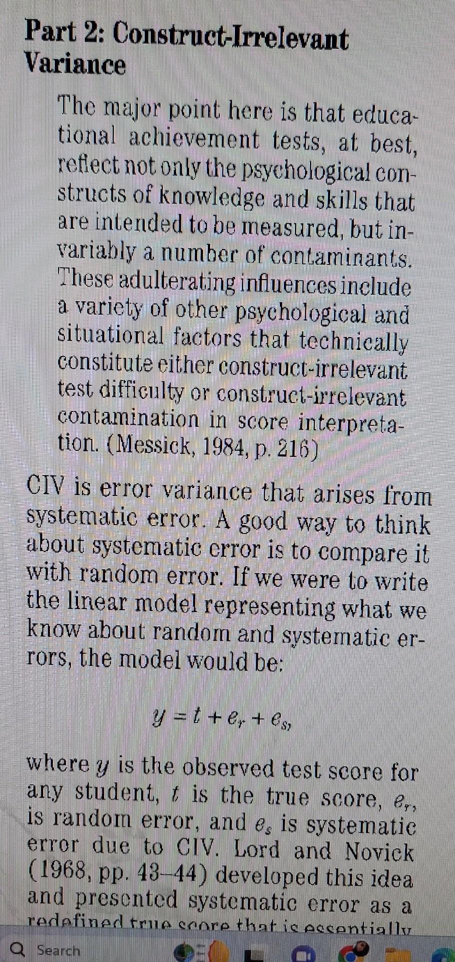 Solved Part 2: Construct-Irrelevant Variance The major point | Chegg.com