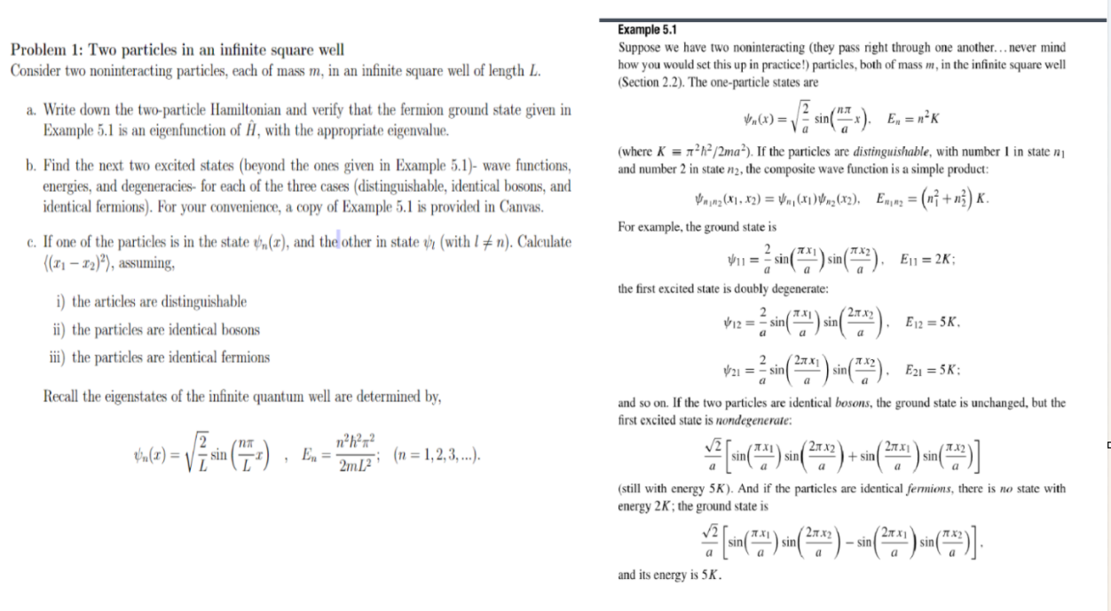 Solved Problem 1: Two particles in an infinite square | Chegg.com
