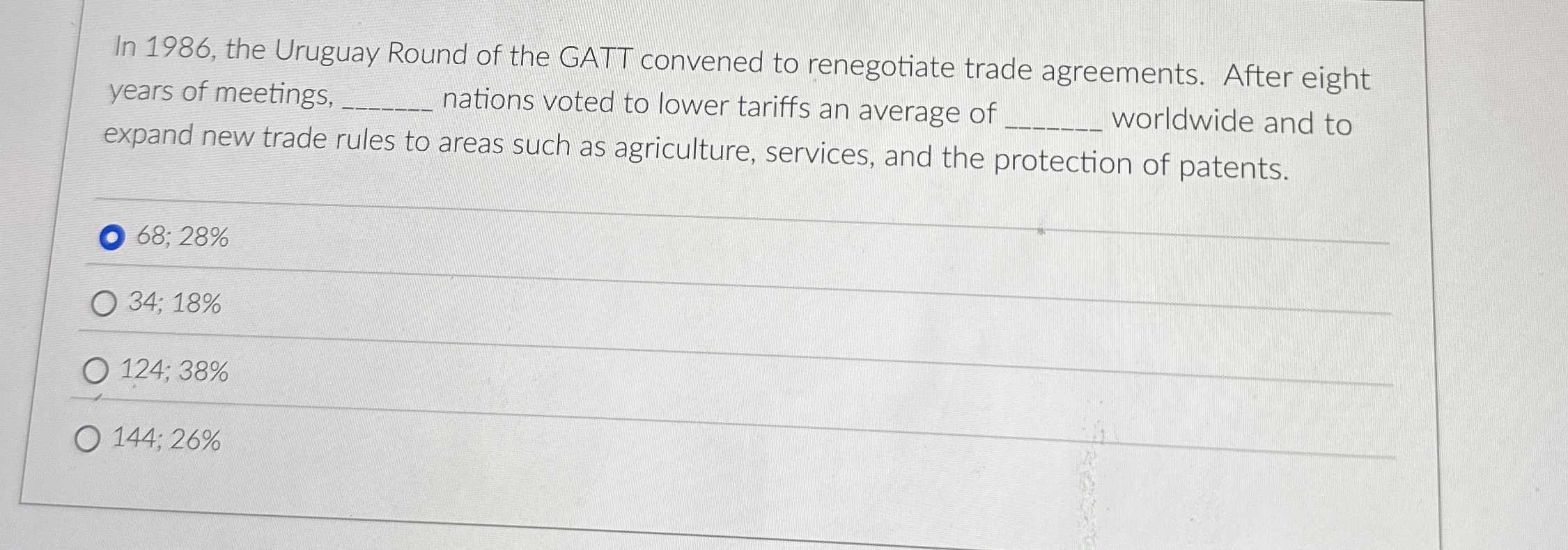 Solved In 1986, ﻿the Uruguay Round of the GATT convened to | Chegg.com