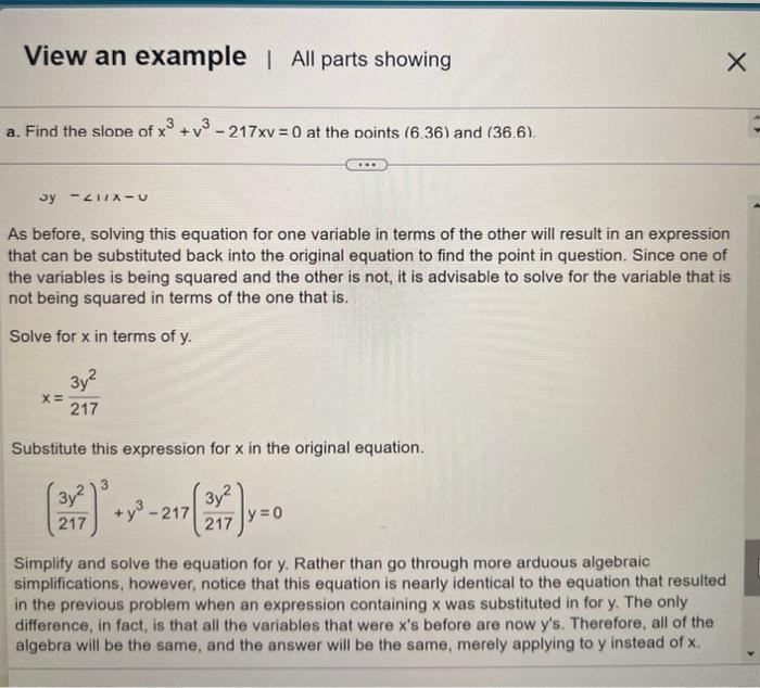 Solved a. Find the slope of x3+y3−36xy=0 at the points | Chegg.com
