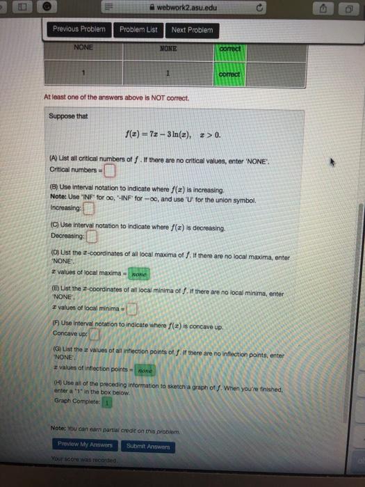Solved 127 webwork2.asu.edu Next Problem Previous Problem | Chegg.com