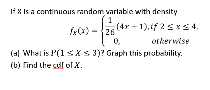 If x ﻿is a continuous random variable with | Chegg.com