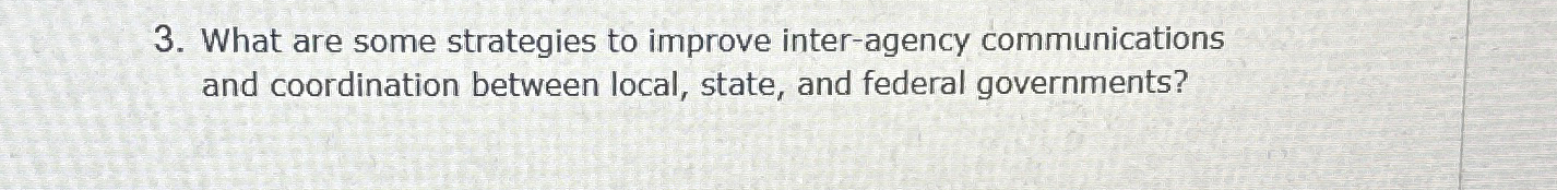 Solved What are some strategies to improve inter-agency | Chegg.com