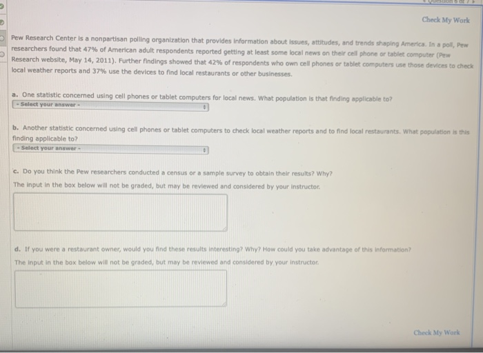 Solved Check My Work Pew Research Center Is A Nonpartisan Chegg