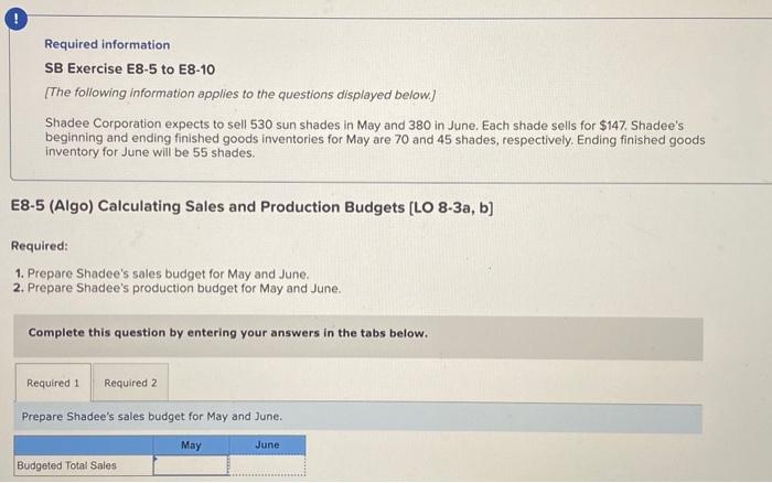 Solved Required information SB Exercise E8-5 to E8-10 [The | Chegg.com