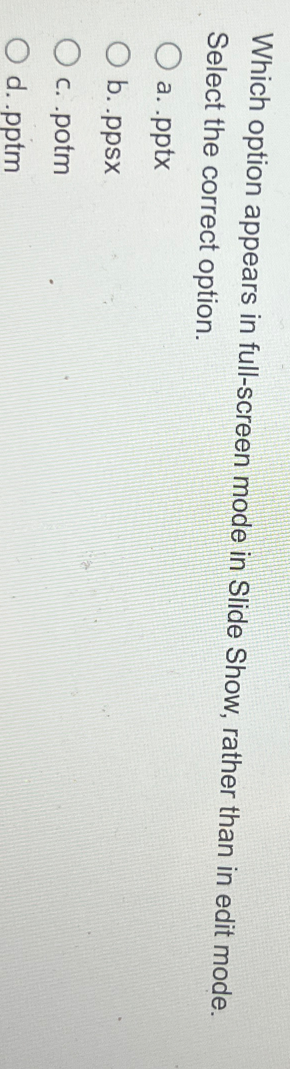 Solved Which option appears in full-screen mode in Slide | Chegg.com