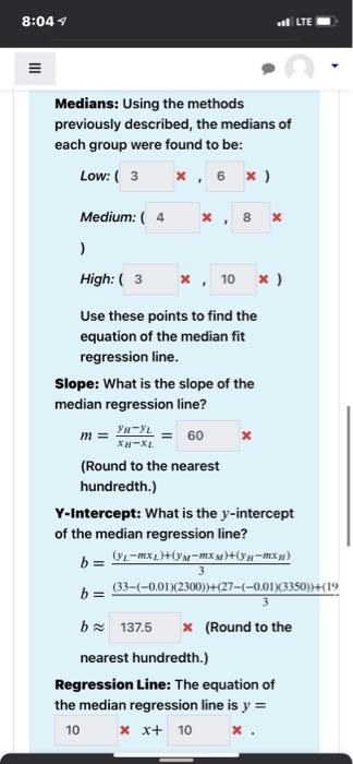 Solved 8:047 el LTE Medians: Using the methods previously | Chegg.com