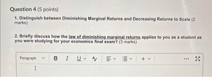 Solved 1. Distinguish between Diminishing Marginal Returns | Chegg.com