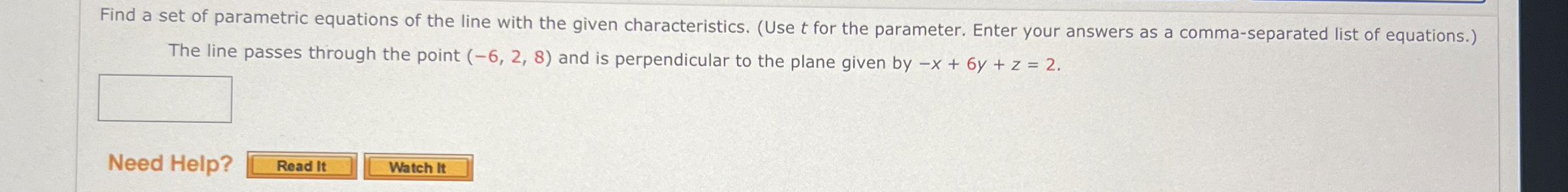 Solved Find a set of parametric equations of the line with | Chegg.com