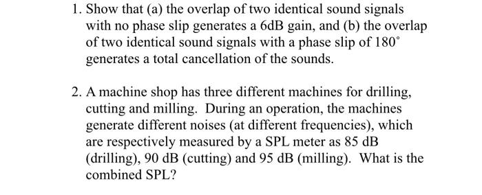 Solved 1. Show that (a) the overlap of two identical sound | Chegg.com