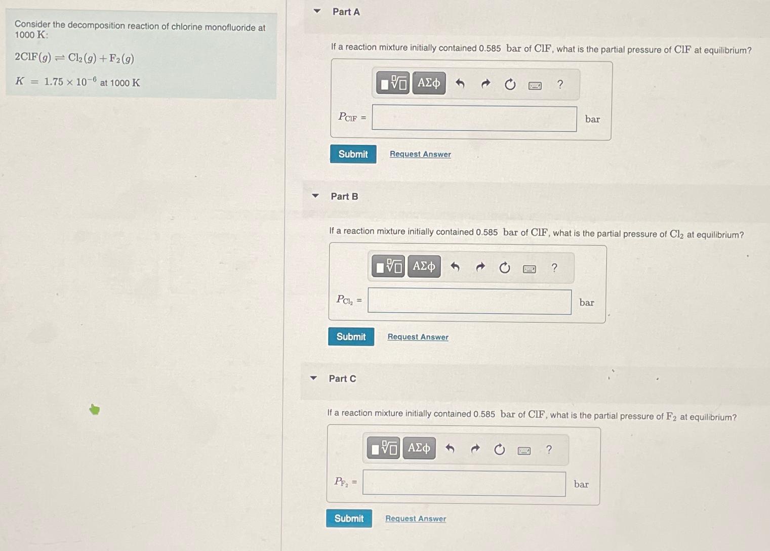 Solved Consider the decomposition reaction of chlorine | Chegg.com