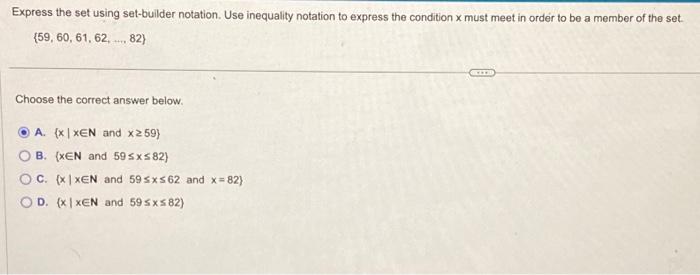 Solved Express the set using set-builder notation. Use | Chegg.com