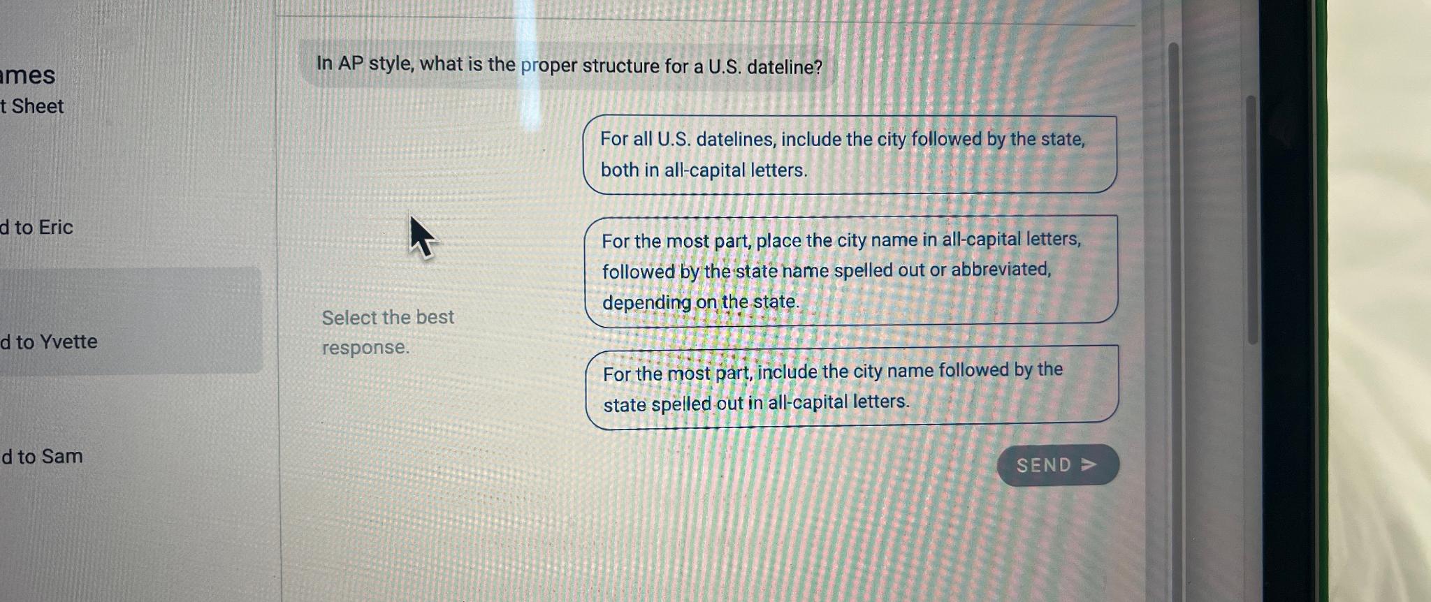 Solved In AP style, what is the proper structure for a U.S. | Chegg.com