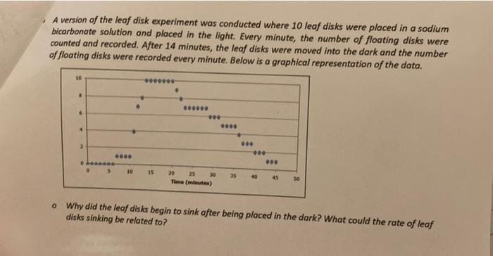 Solved A version of the leaf disk experiment was conducted | Chegg.com