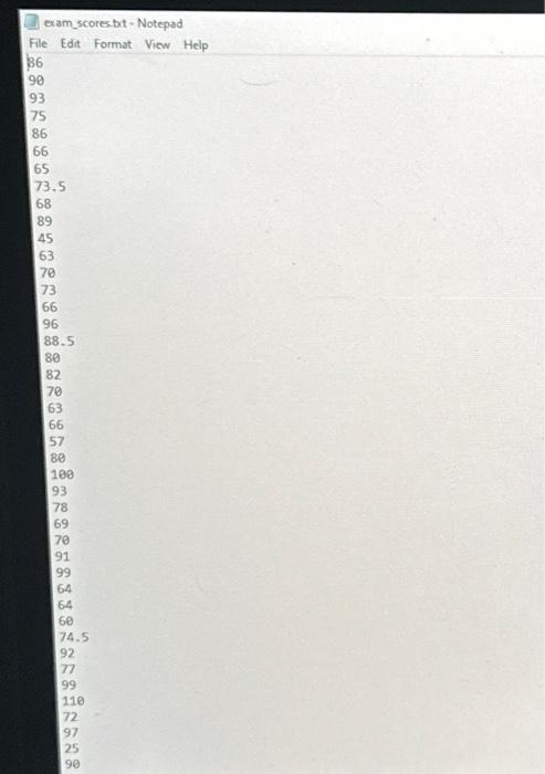 Solved exam_scores bit - Notepad File Edit format Vicw | Chegg.com