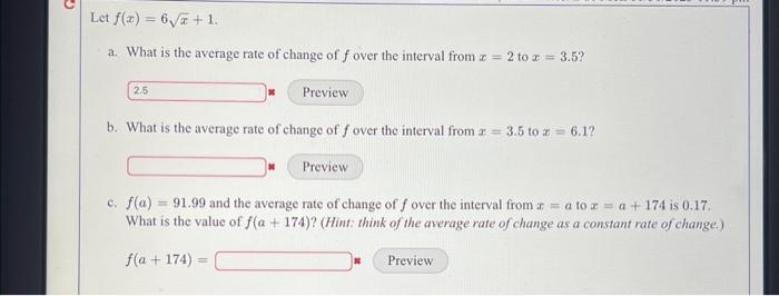 Solved Let f(x)=6x+1. a. What is the average rate of change | Chegg.com