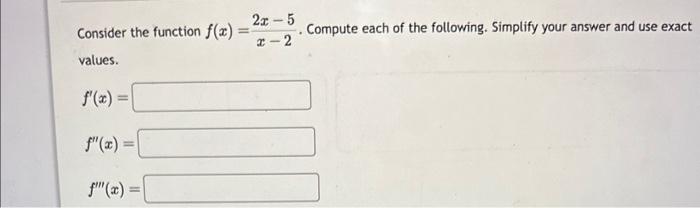 Solved Consider the function f(x)=x−22x−5. Compute each of | Chegg.com