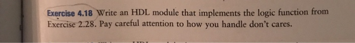 Exercise 418 Write An Hdl Module That Implements The