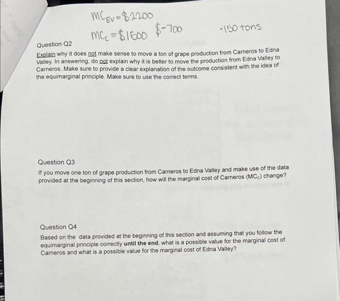 MCEV=$2200 MCc=$1500$−700−150 tons Question Q2 | Chegg.com