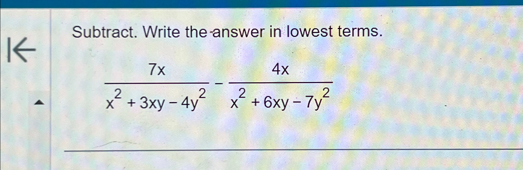 Solved Subtract. Write the answer in lowest | Chegg.com