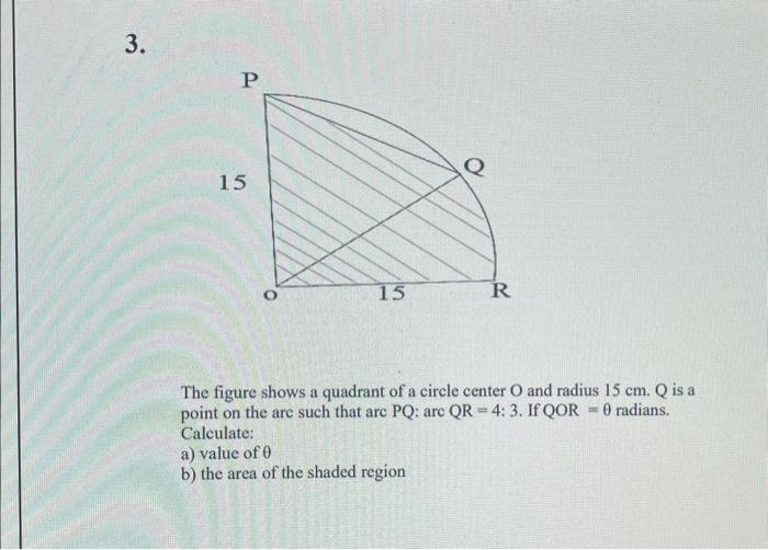 Solved The figure shows a quadrant of a circle center O and | Chegg.com