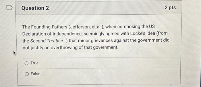The Founding Fathers (Jefferson, et.al.), when | Chegg.com