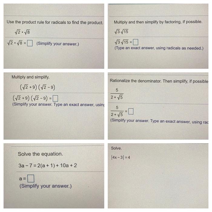 Solved Use the product rule for radicals to find the | Chegg.com