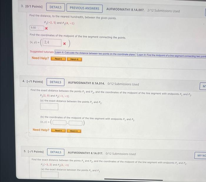 Solved Find the distance, to the nearest hundredth, between | Chegg.com