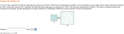 Solved In Fig. 19-22, container A holds an ideal gas at a | Chegg.com