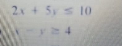 Solved Create a graph of 2x+5y≤10x-y≥4 | Chegg.com