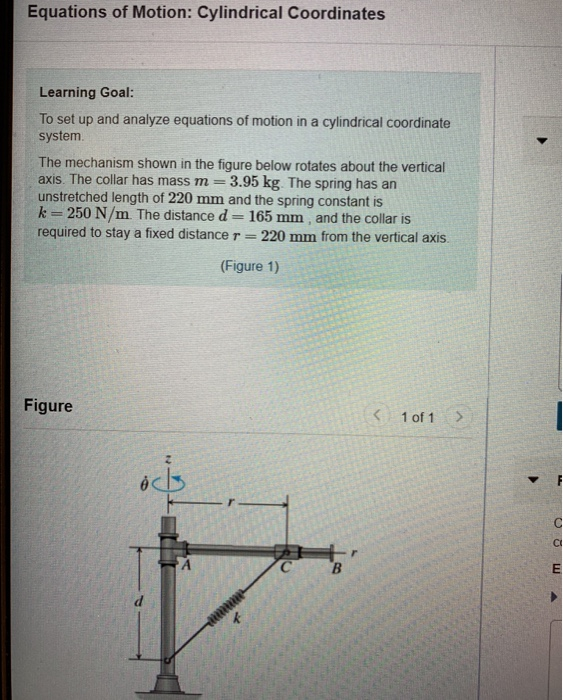 Solved Equations of Motion: Cylindrical Coordinates Learning | Chegg.com
