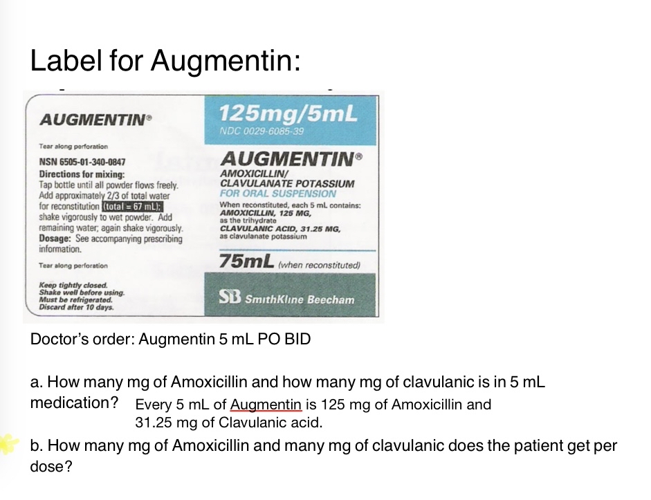 Solved Label for Augmentin:AUGMENTINTear along | Chegg.com