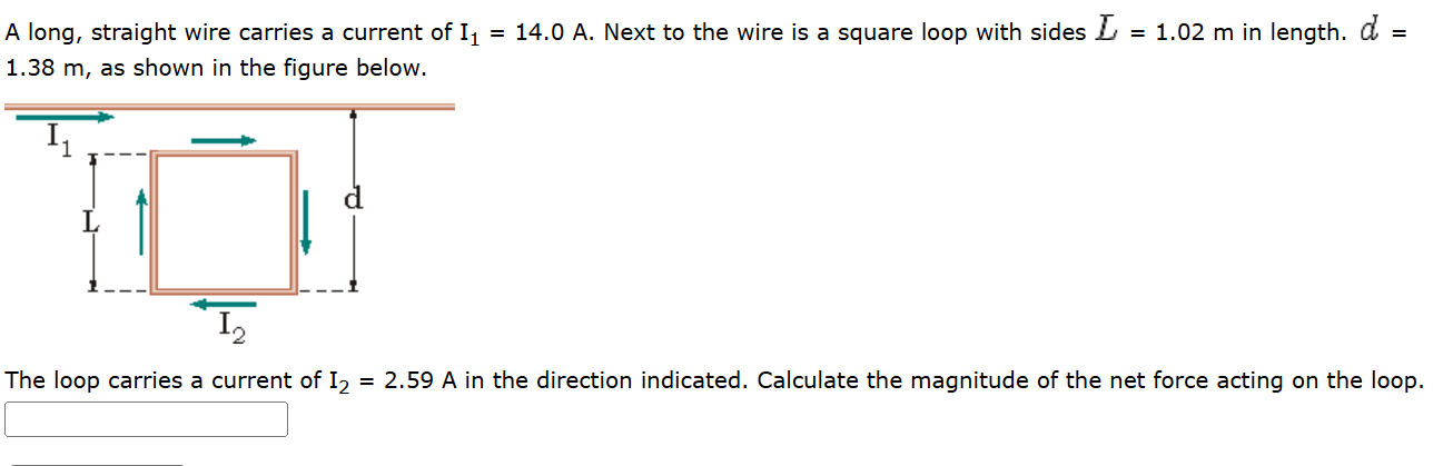 Solved A long, straight wire carries a current of I1=14.0A. | Chegg.com