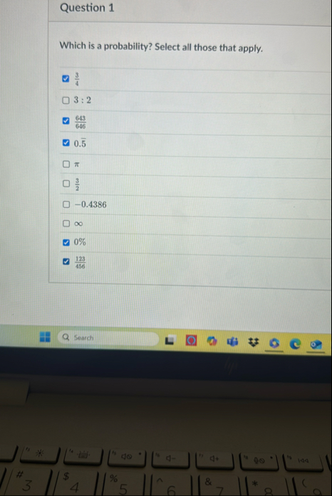 Solved Question 1Which is a probability? Select all those | Chegg.com