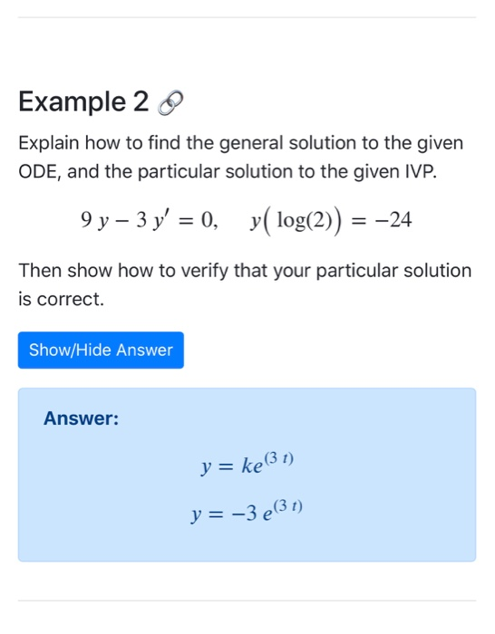 Solved Example 2 0 Explain how to find the general solution | Chegg.com