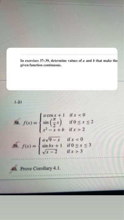Solved In exercises 37-39, determine values of a and b that | Chegg.com