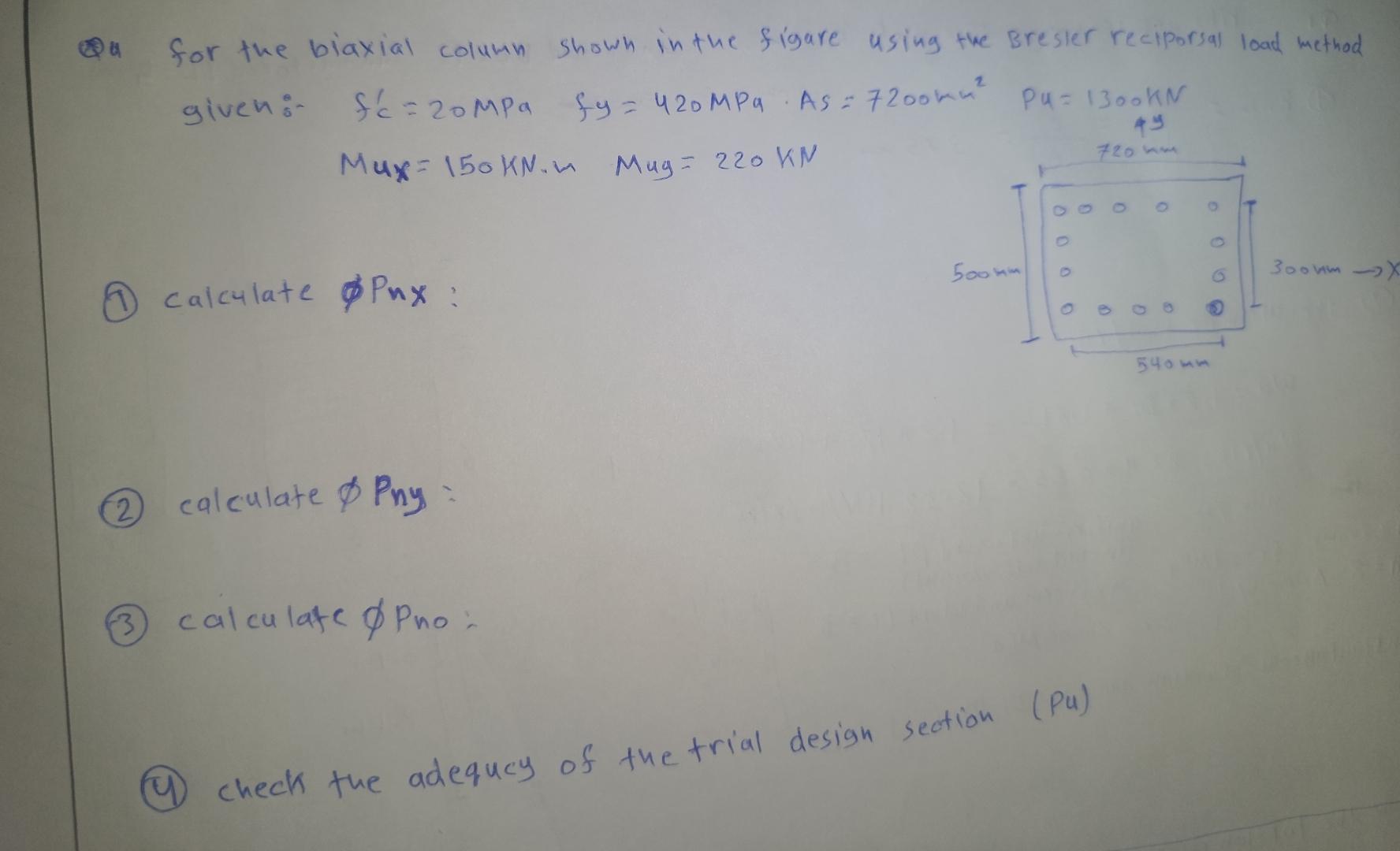 Qu for the biaxial column shown in the figare using | Chegg.com