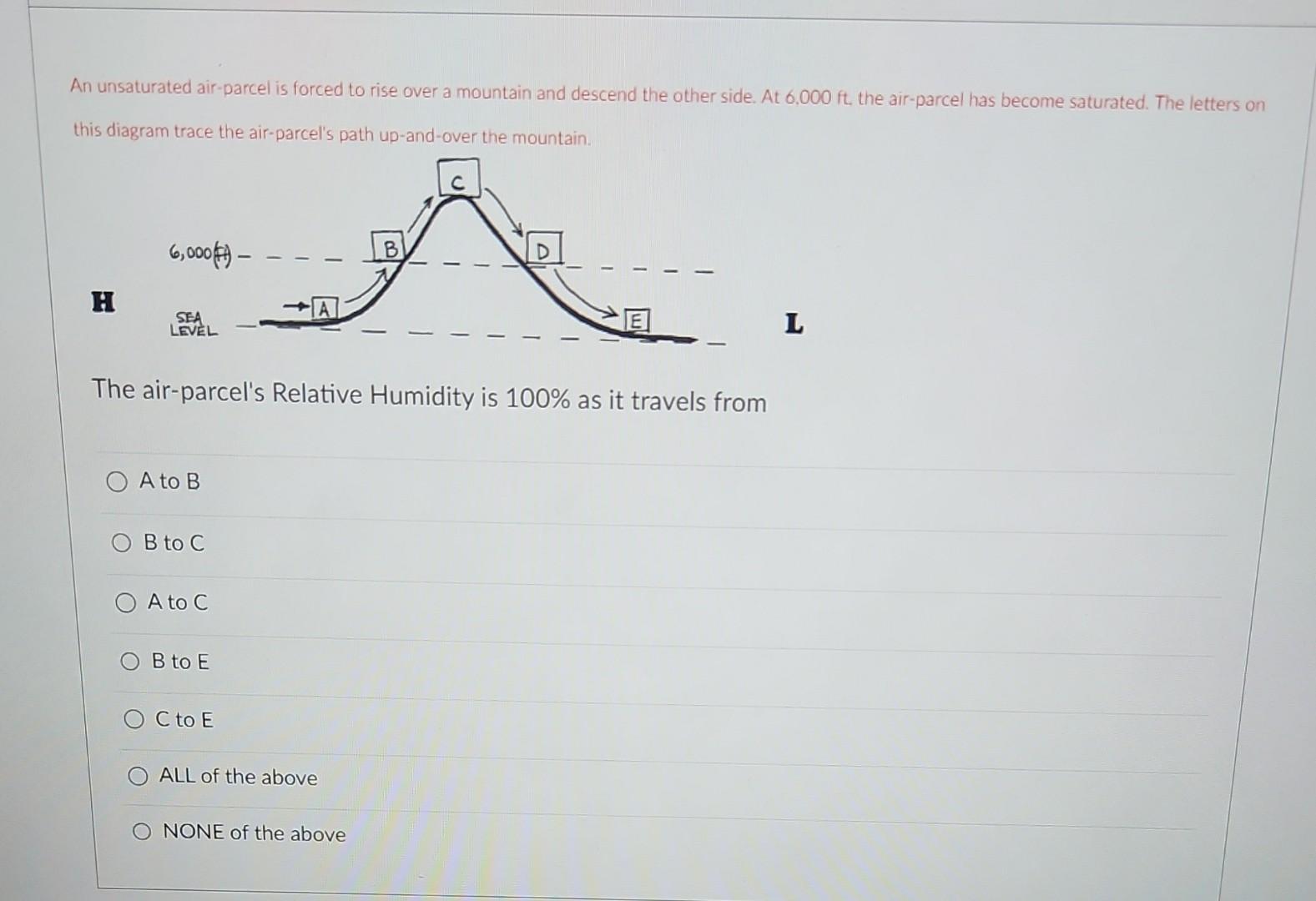 Solved An unsaturated air-parcel is forced to rise over a | Chegg.com