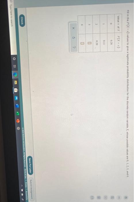 Solved in the P( xx) values to give a legitimate probability | Chegg.com
