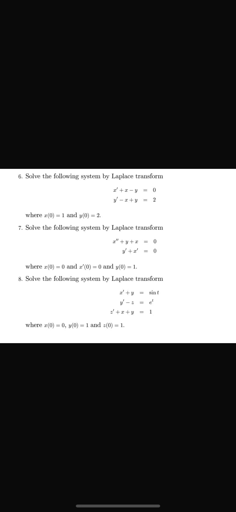 Solve the following system by Laplace | Chegg.com