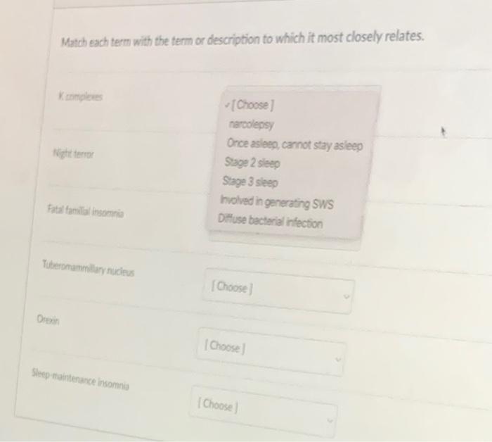 Solved Match each term with the ferm or description to which | Chegg.com
