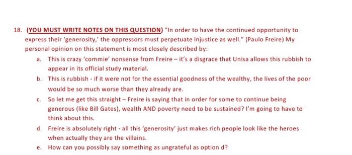 Choose one option and substantiate in one paragraph | Chegg.com