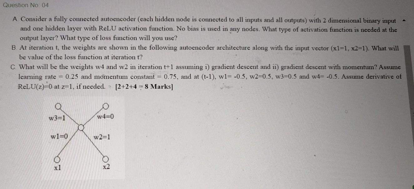 Solved Question No 04 A Consider a fully connected | Chegg.com